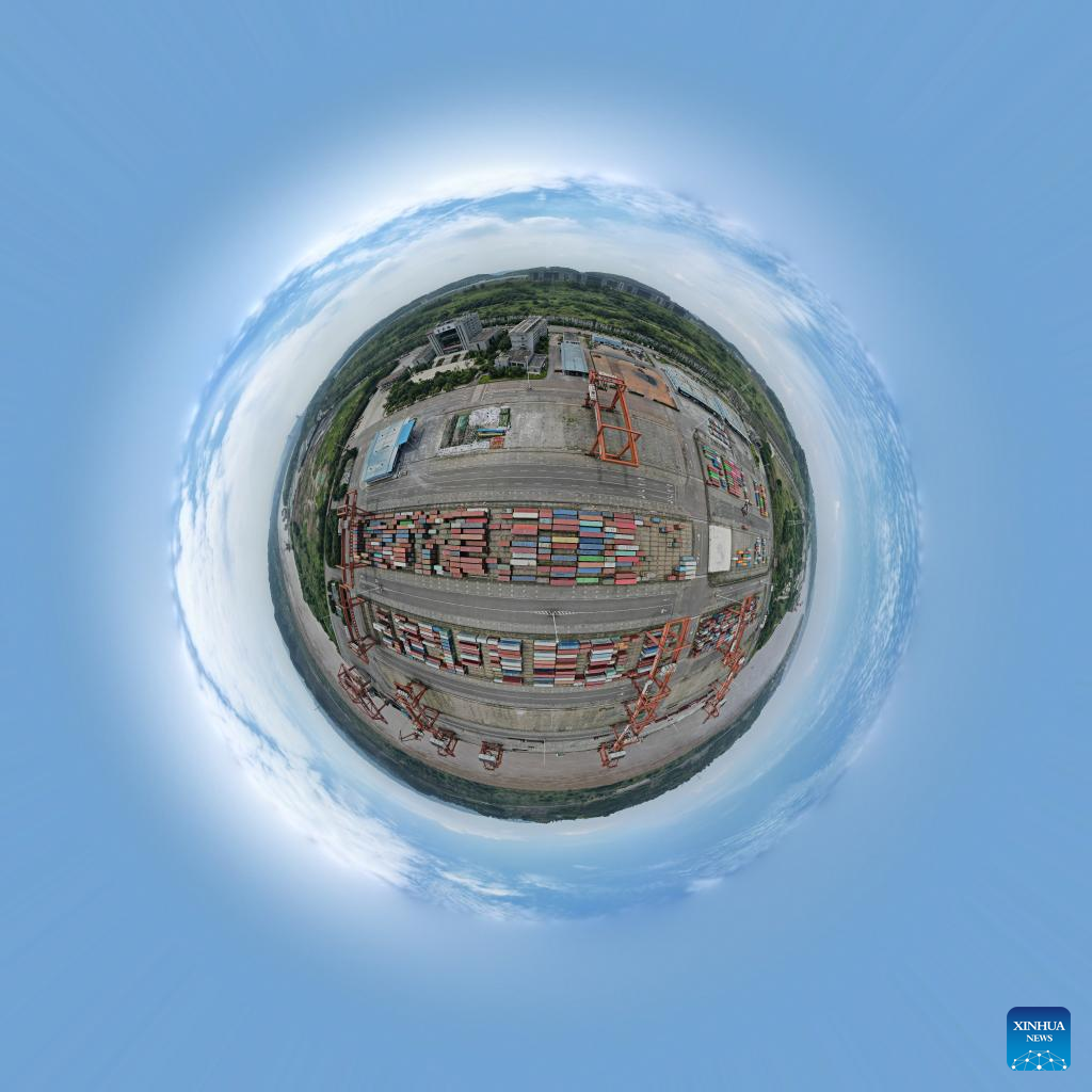 Aerial view of Yibin in SW China's Sichuan-Xinhua